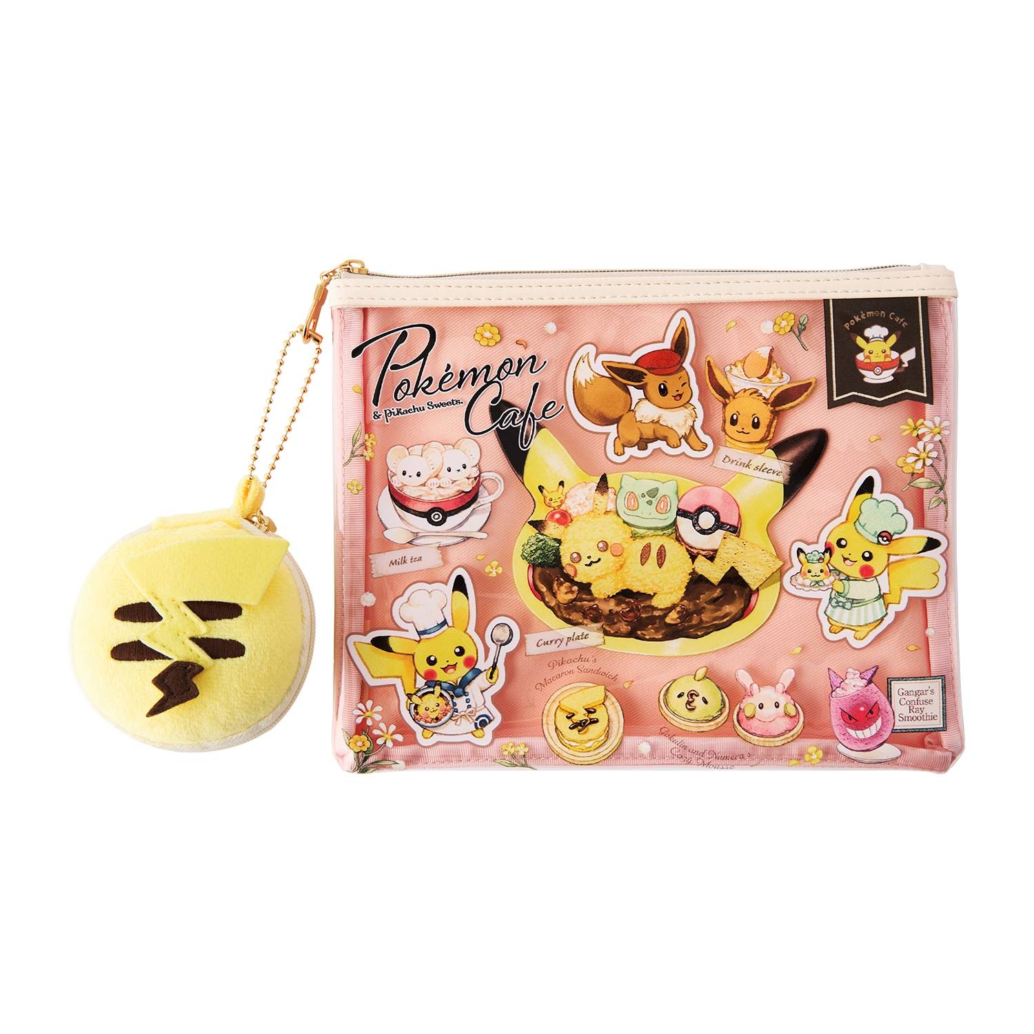 Pokémon: Pokémon Cafe & Pikachu Sweets - Clear Pouch & Macaron Pouch ...